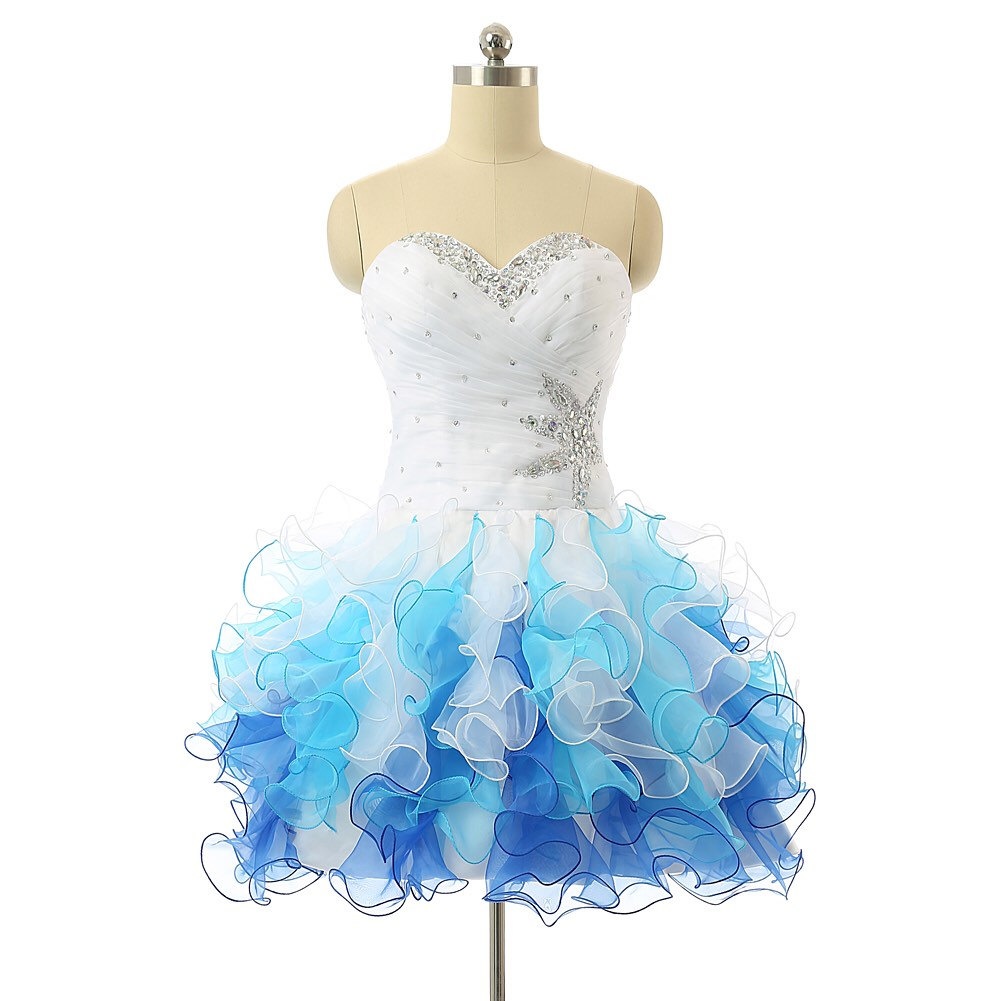 Sweetheart Short Mini Graduation Dress Organza Beading Cascading ...